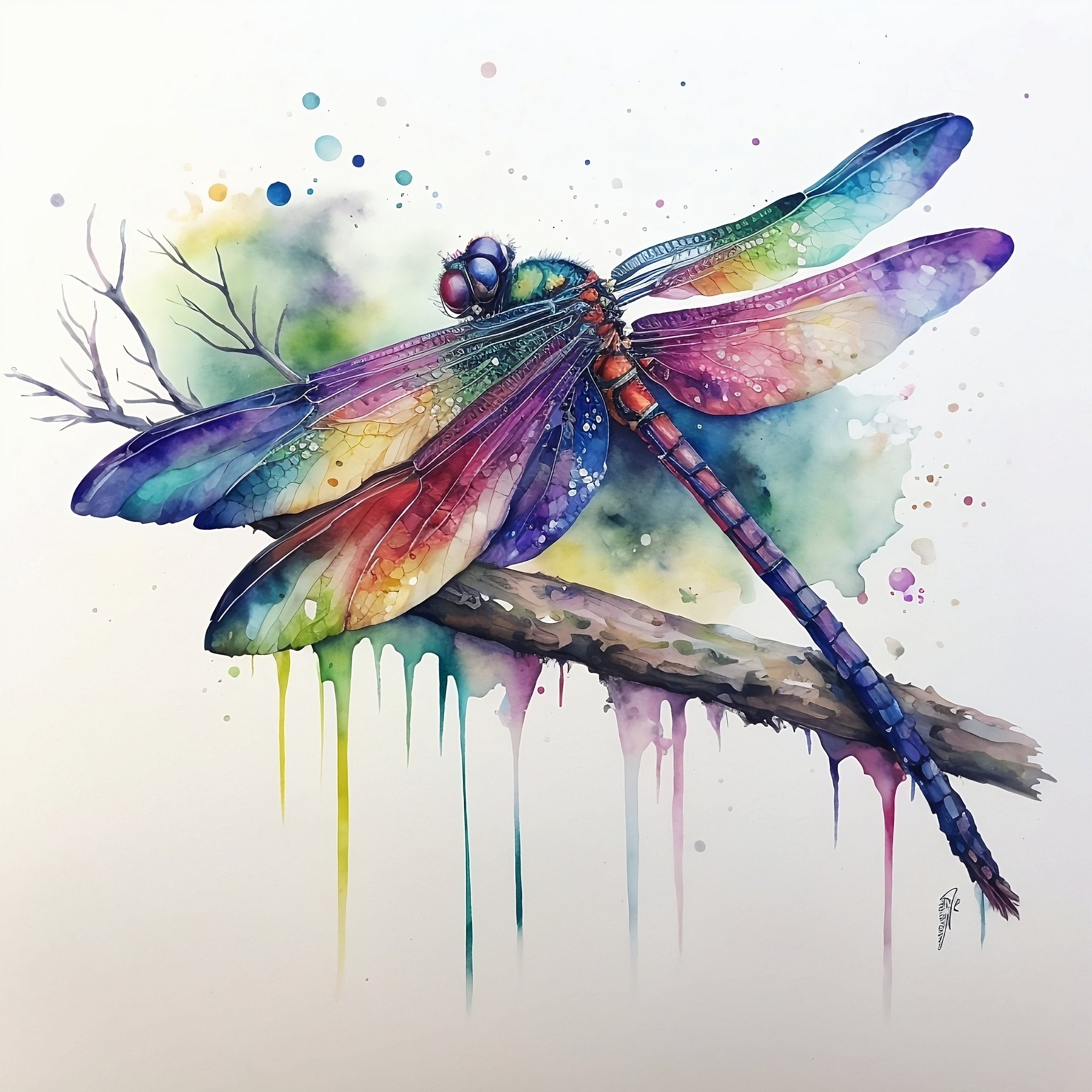 Dragonfly Watercolour Printable, Digital Download, Painting Print ...