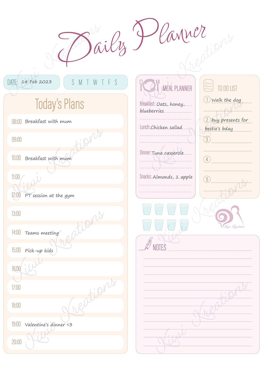 Printable Day Planner Editable Version - Etsy