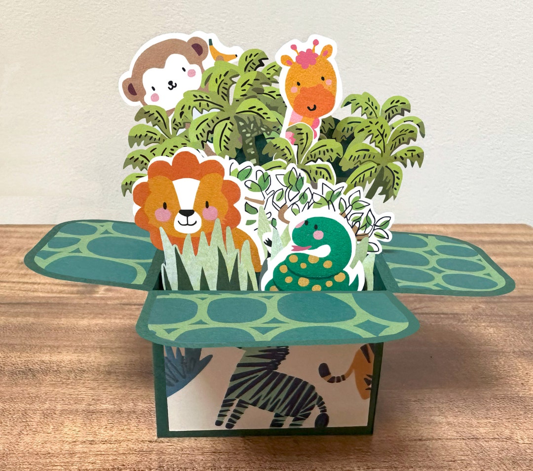 Pop up Jungle Safari Box Card With Envelope - Etsy UK