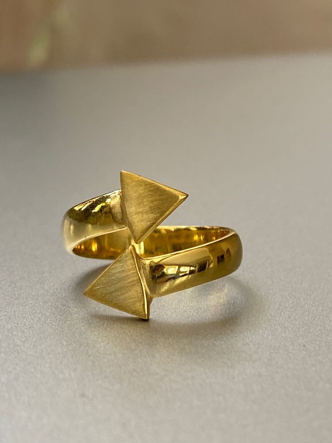 Yellow Gold Double Arrow Ring for Women Open Size Arrow Wrap Adjustable Ring for Party Wear Non ...