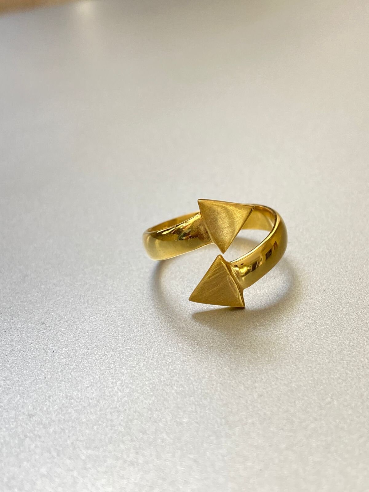 Yellow Gold Double Arrow Ring for Women Open Size Arrow Wrap Adjustable Ring for Party Wear Non ...