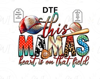 Baseball Game Day DTF Transfer Baseball Mama DTF Transfer Baseball Mom ...