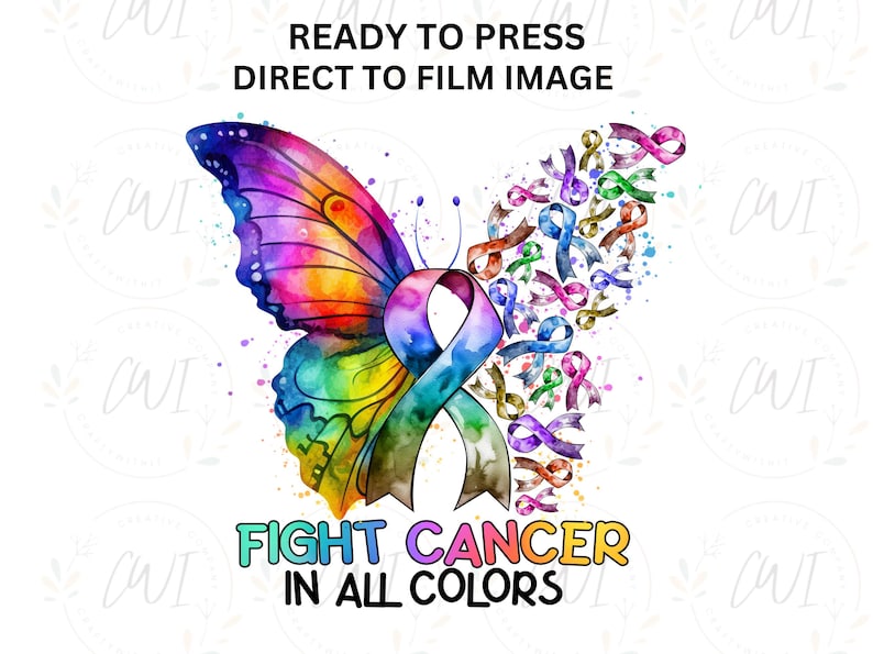 Fight Cancer Ribbon DTF Transfer: Multi-color Image, Ready to Press - Etsy