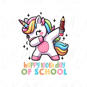 Happy 100 Days of School Unicorn, DTF Transfer Ready to Press, DTF Prints, Custom Heat Transfers ...