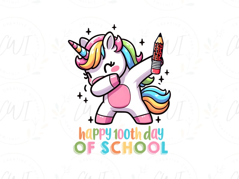 Happy 100 Days of School Unicorn, DTF Transfer Ready to Press, DTF Prints, Custom Heat Transfers ...