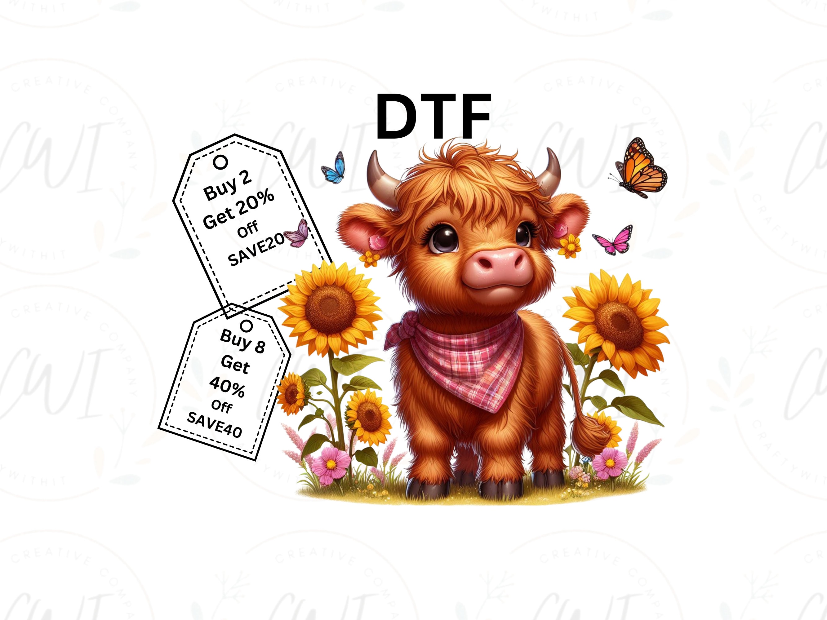 Highland Cow DTF Transfer, Sunflower Direct to Film, Cow and Sunflower ...