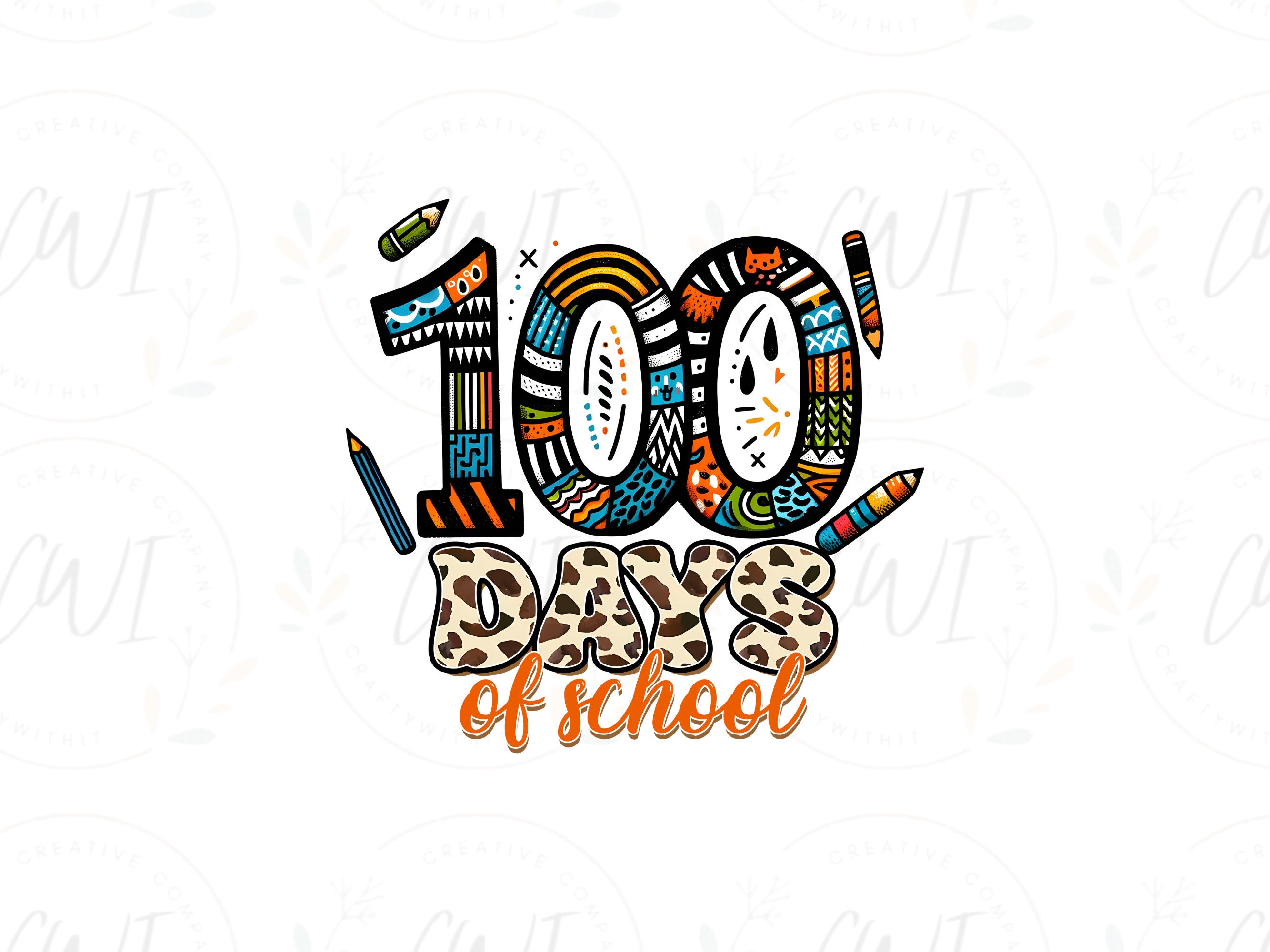 100 Days of School Cheetah Print, DTF Transfer Ready to Press, DTF ...
