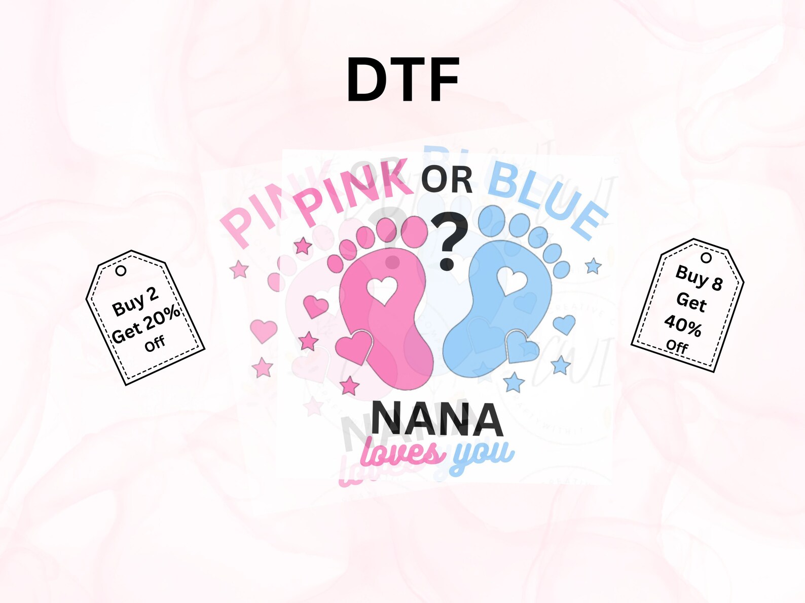 Nana Baby Reveal, DTF Transfer, DTF Transfer Ready to Press, DTF Pr' Ints, Heat Transfers, Image ...