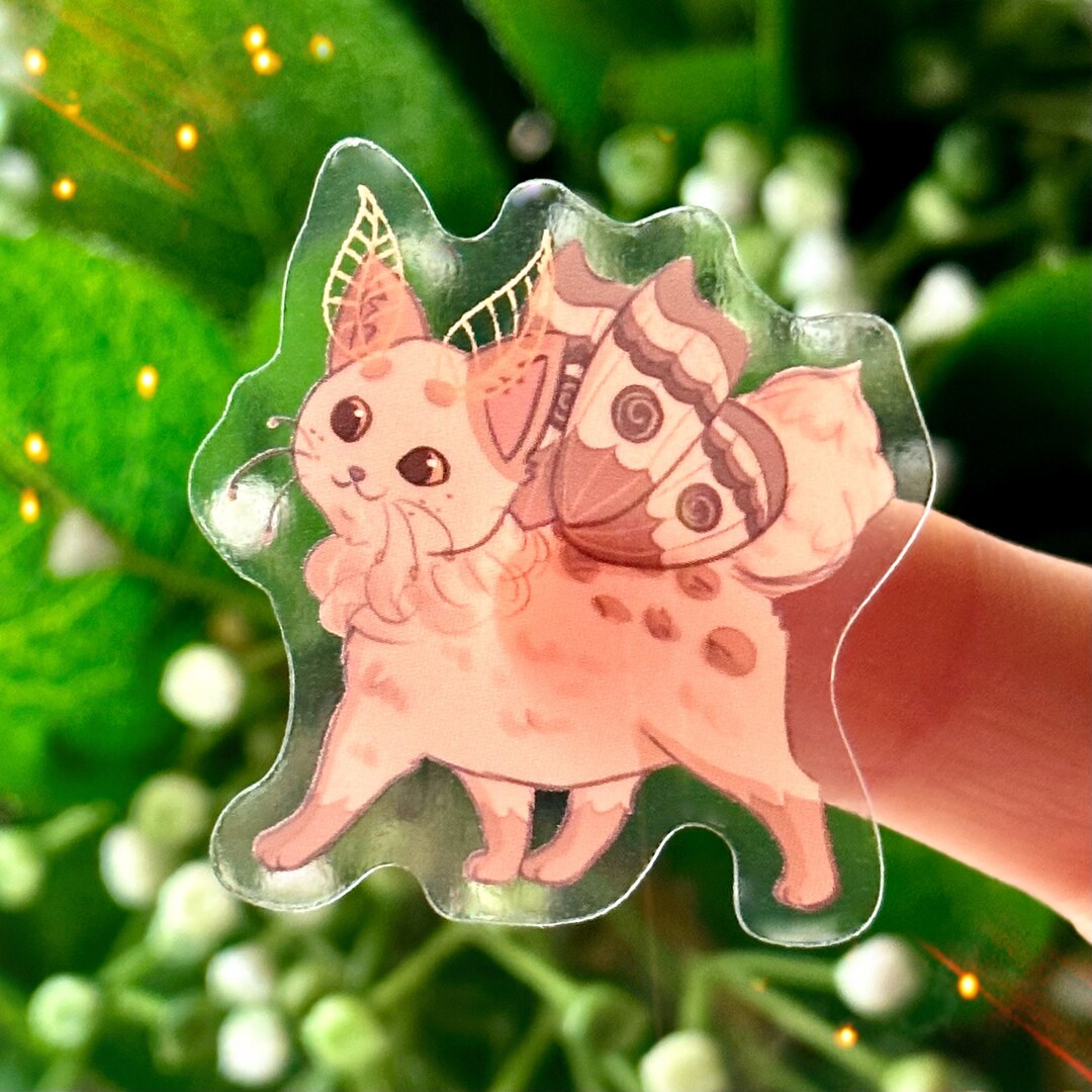Transparent Sticker - Moth Kitty Cat - Etsy
