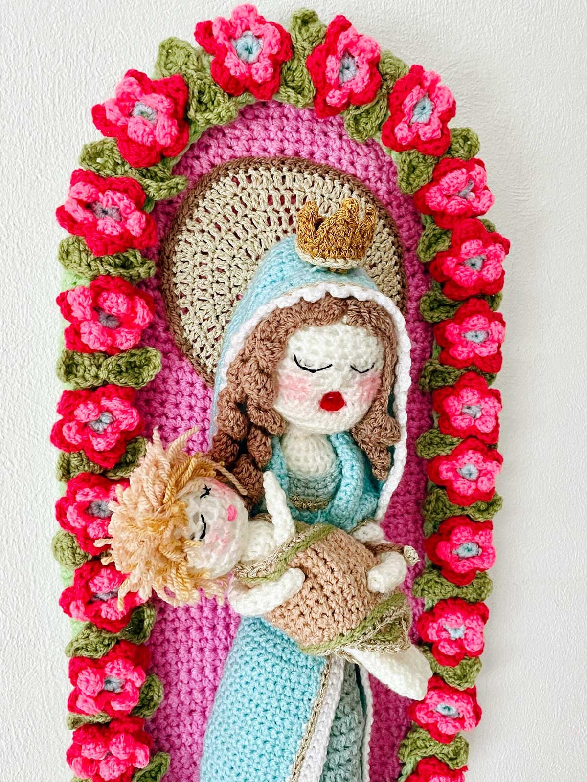Crochet Pattern ‘shiny Mother Mary‘ - Decorative Panel Baby Jesus Doll ...