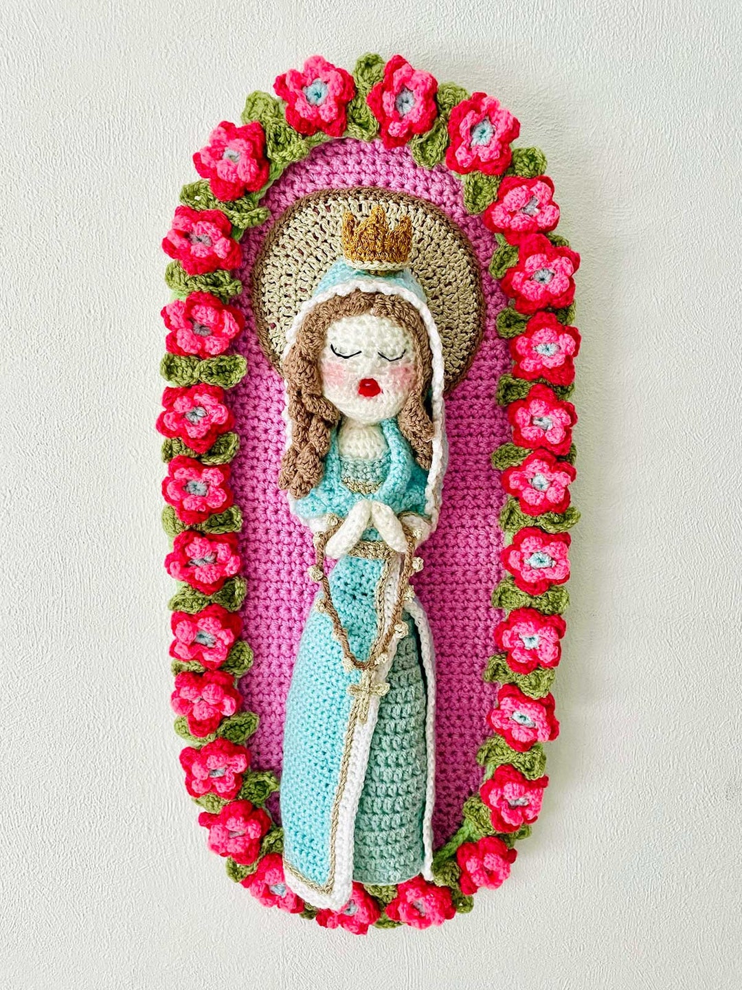 Crochet Pattern ‘shiny Mother Mary‘ - Decorative Panel Baby Jesus Doll ...