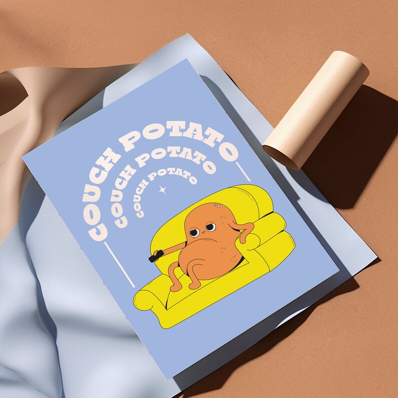 Couch Potato: Digital Download Printable Art of Vegetable Character ...