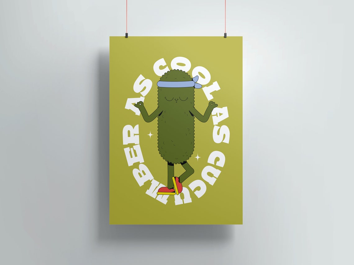 As Cool as Cucumber: Digital Download Printable Art. Cute Retro Poster ...