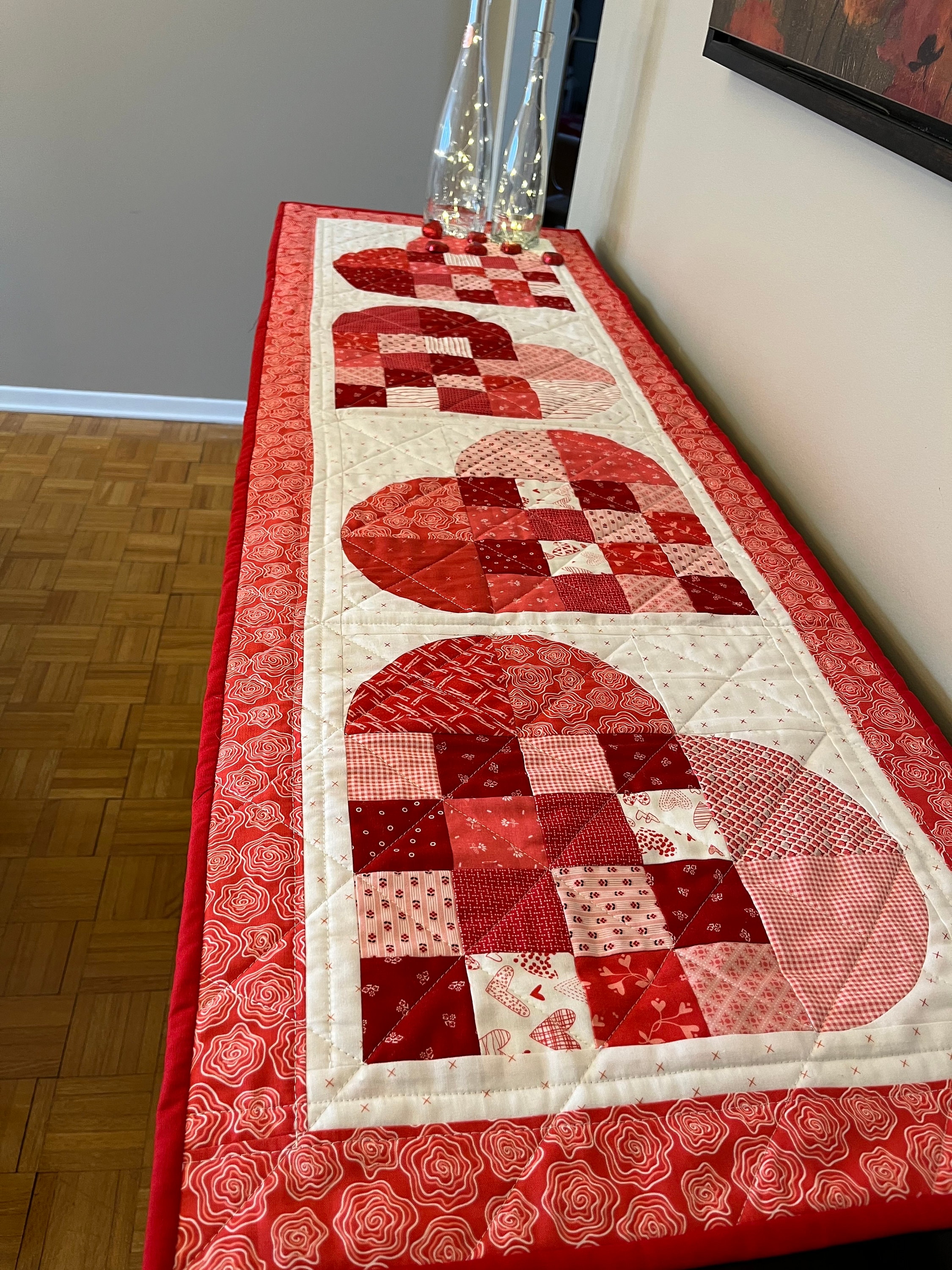 Handmade Quilted Love Heart Table Runner - Etsy