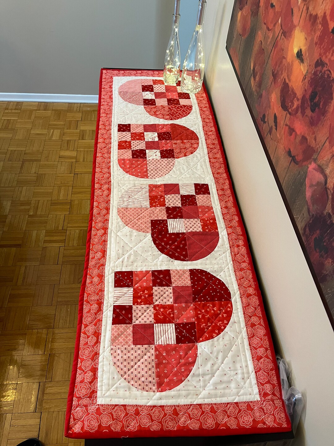 Handmade Quilted Love Heart Table Runner - Etsy