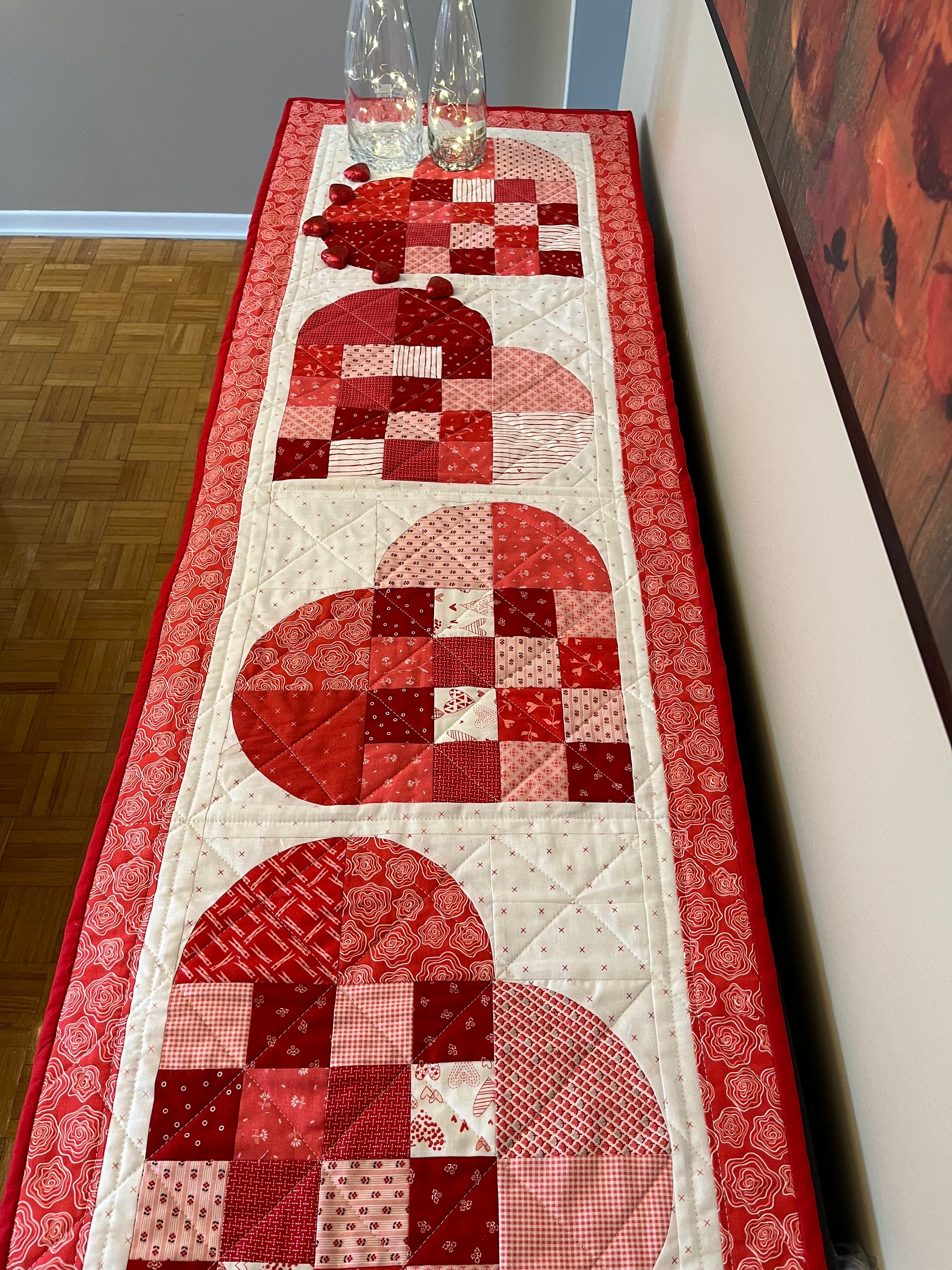 Handmade Quilted Love Heart Table Runner - Etsy