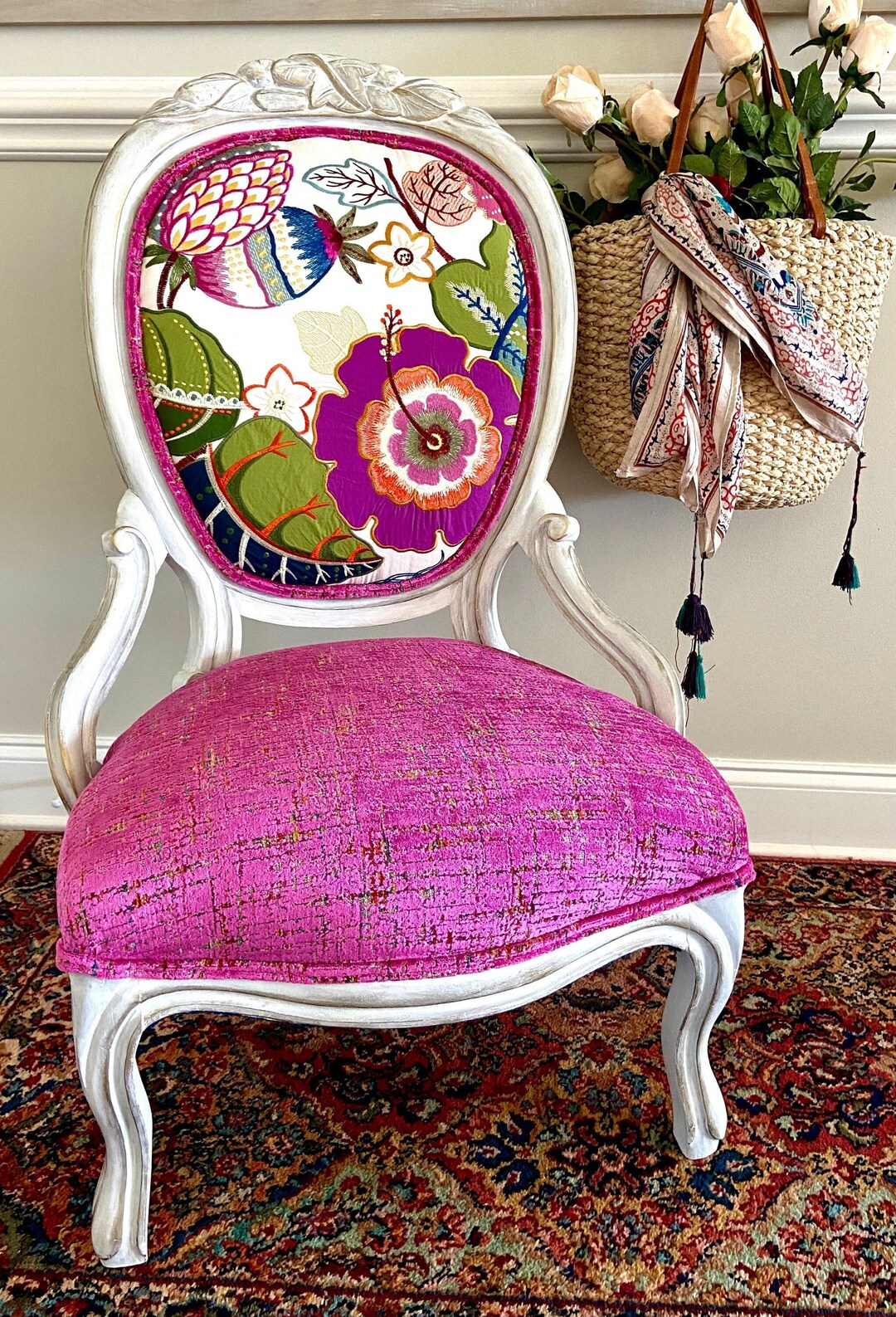 Antique French Armchair With Boho Flair - Etsy