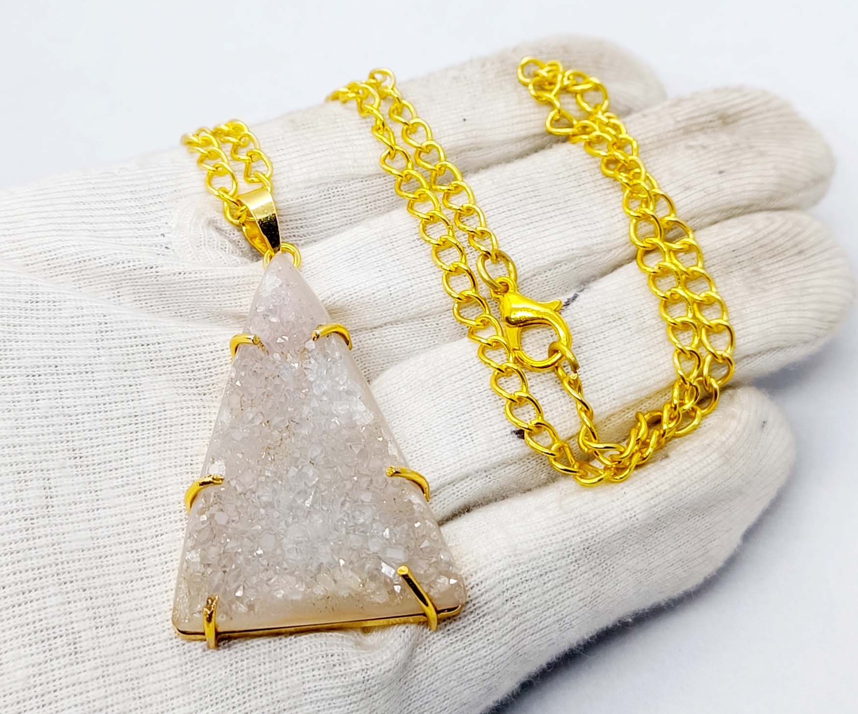 Natural Window Druzy Unique Design Colet Pendant Gold Plaited Jewelry ...