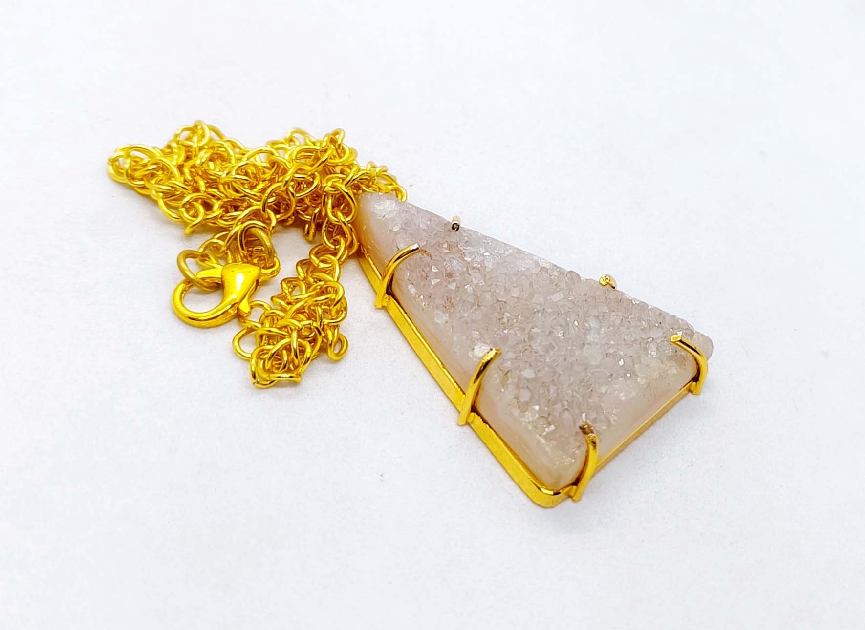 Natural Window Druzy Unique Design Colet Pendant Gold Plaited Jewelry ...