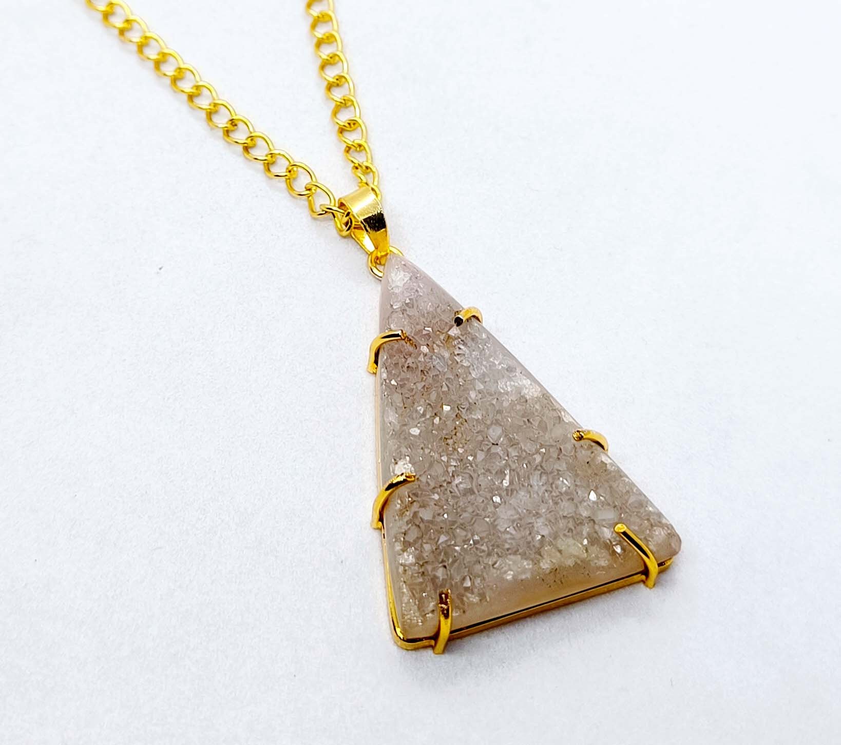 Natural Window Druzy Unique Design Colet Pendant Gold Plaited Jewelry ...