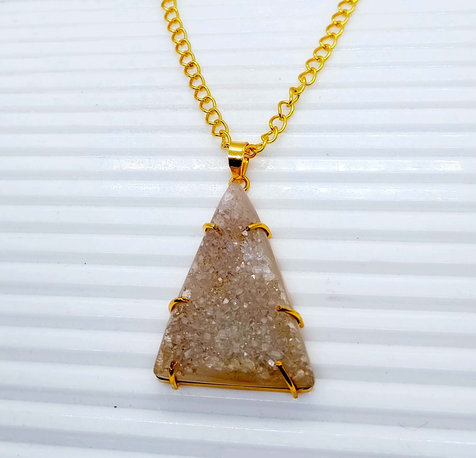 Natural Window Druzy Unique Design Colet Pendant Gold Plaited Jewelry ...