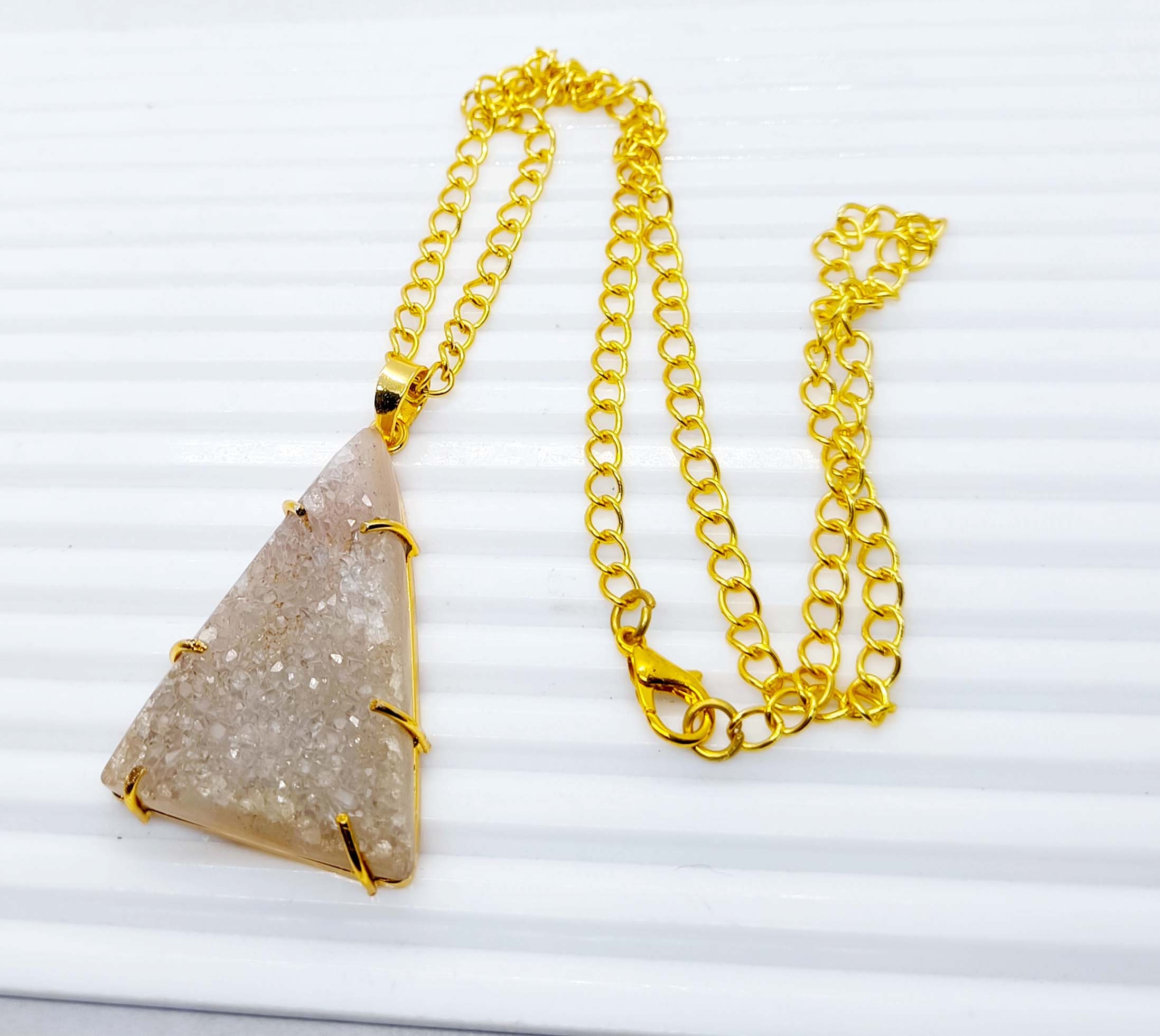 Natural Window Druzy Unique Design Colet Pendant Gold Plaited Jewelry ...