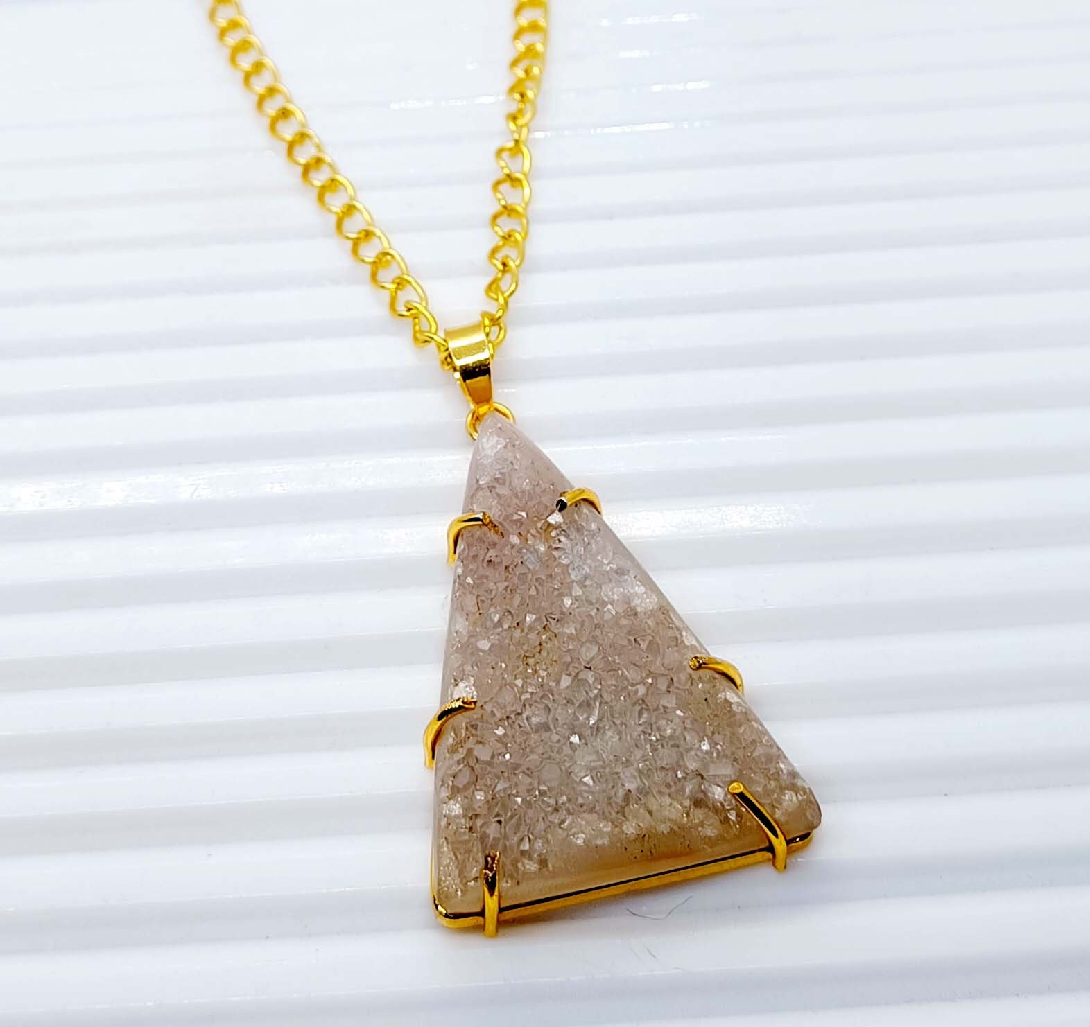 Natural Window Druzy Unique Design Colet Pendant Gold Plaited Jewelry ...
