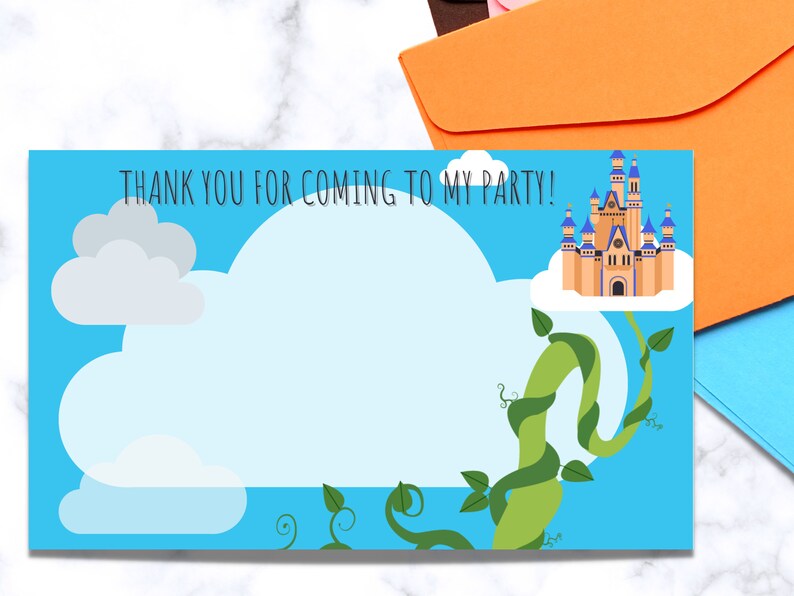 Jack and the Beanstalk Thank You Card: Printable Canva Template ...