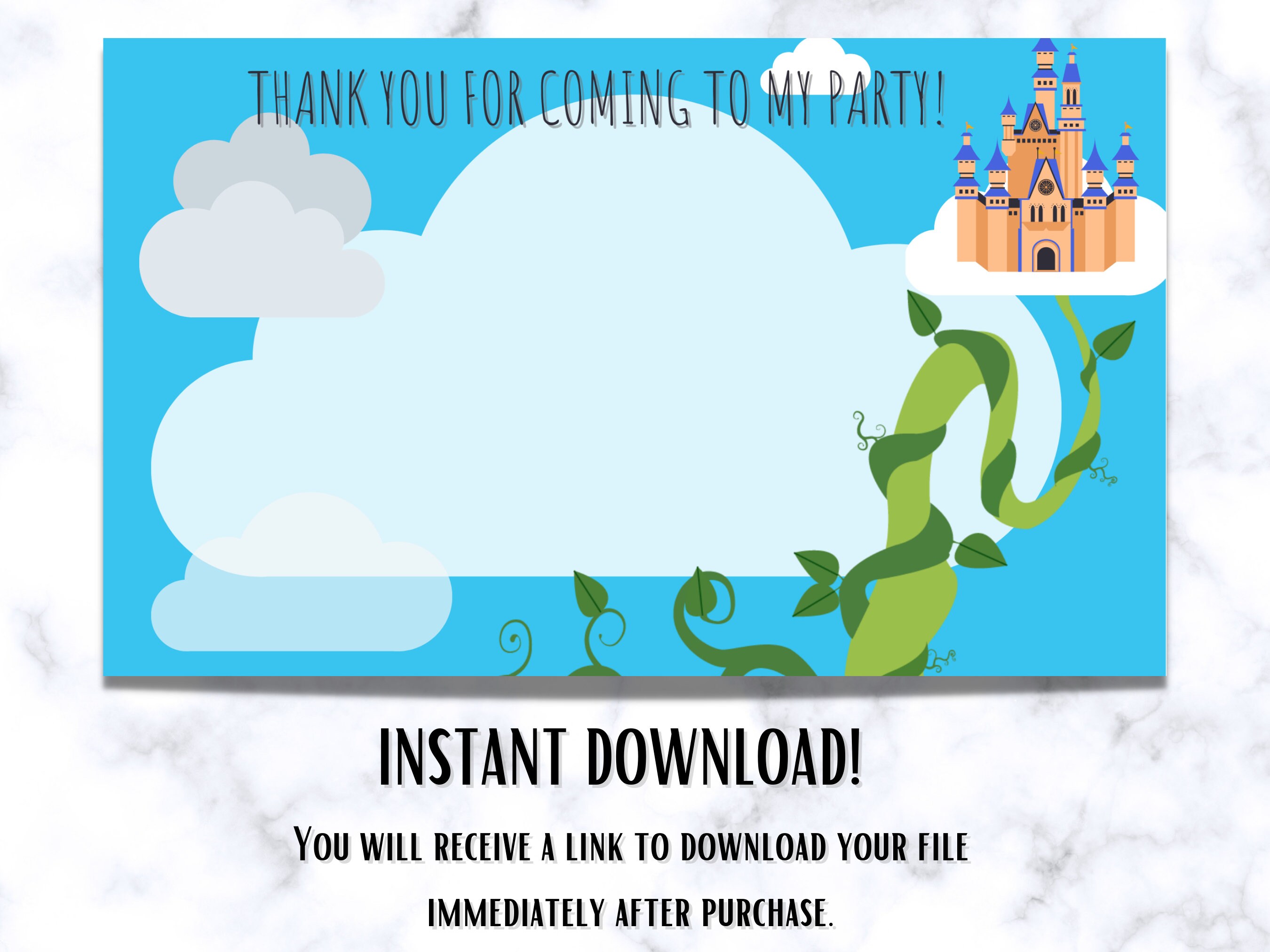 Jack and the Beanstalk Thank You Card: Printable Canva Template ...