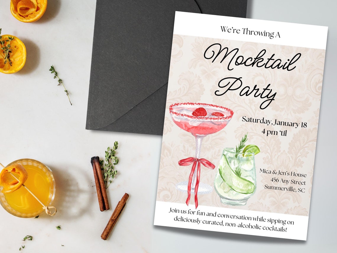 Mocktail Party | Party Invitation | Digital Birthday Party Invitation ...
