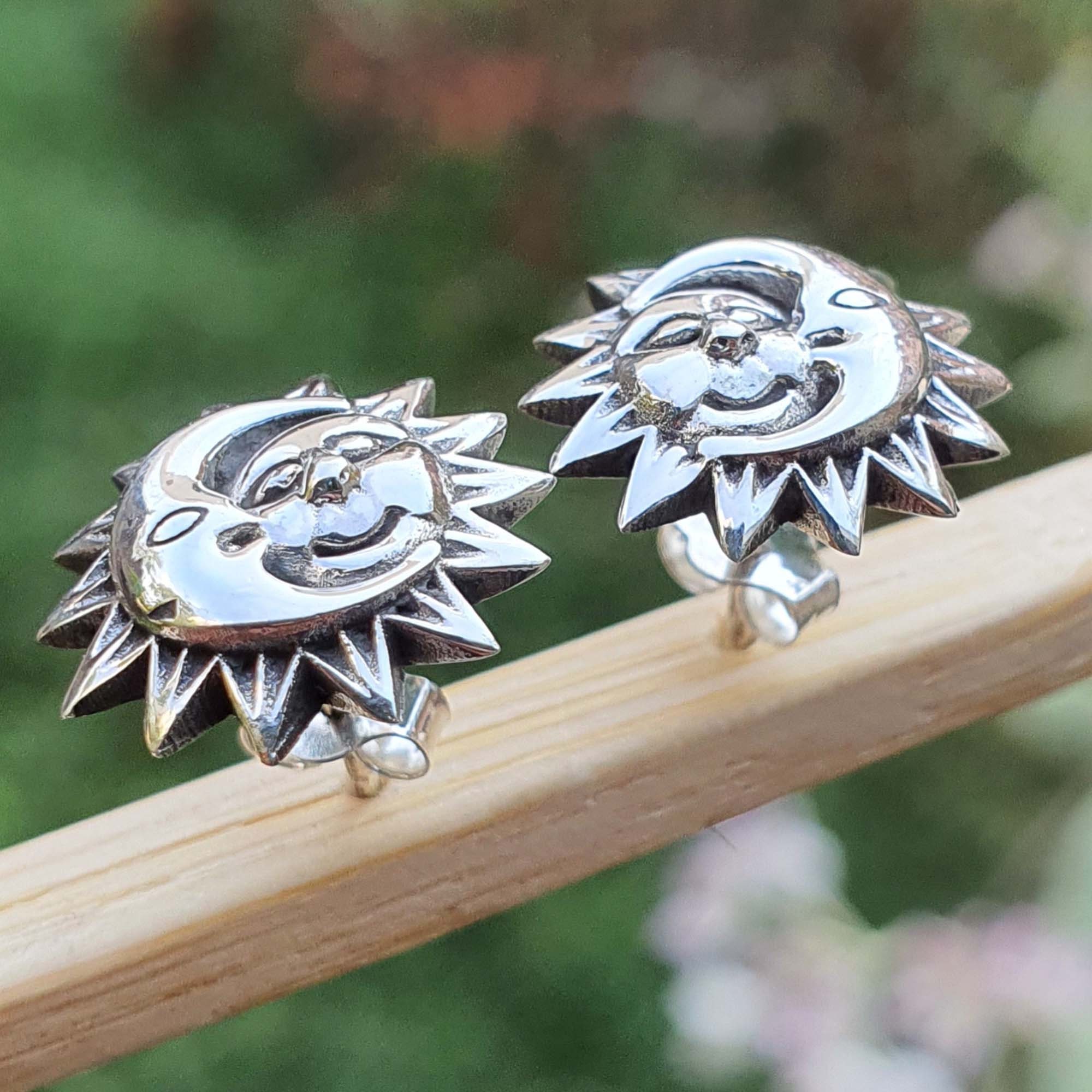 Sun and Moon Stud Earrings for Men * Vintage Jewelry * Sun Stud ...