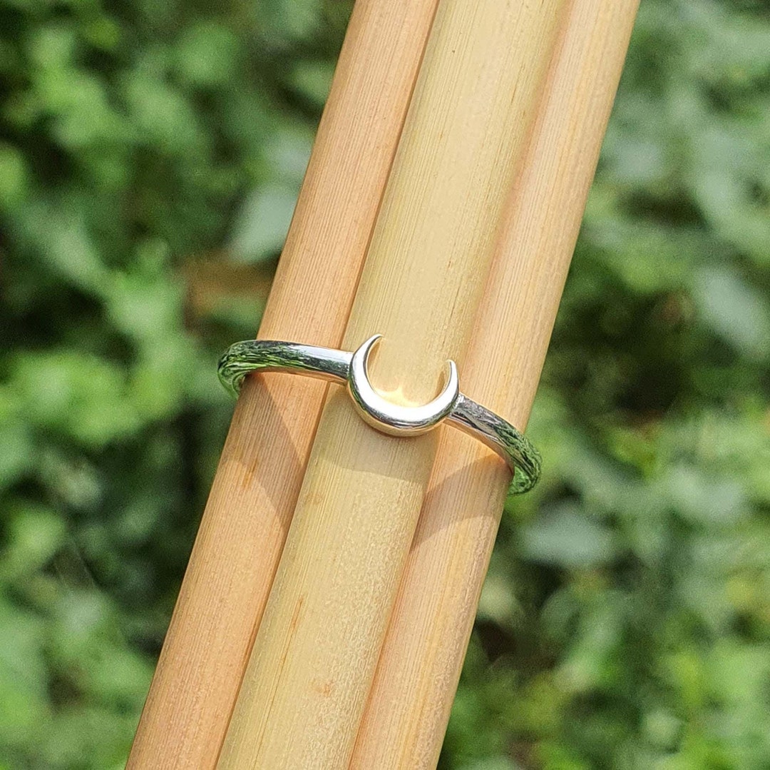 Crescent Half Moon Ring- 925 Sterling Silver Elegant Unique Classic ...