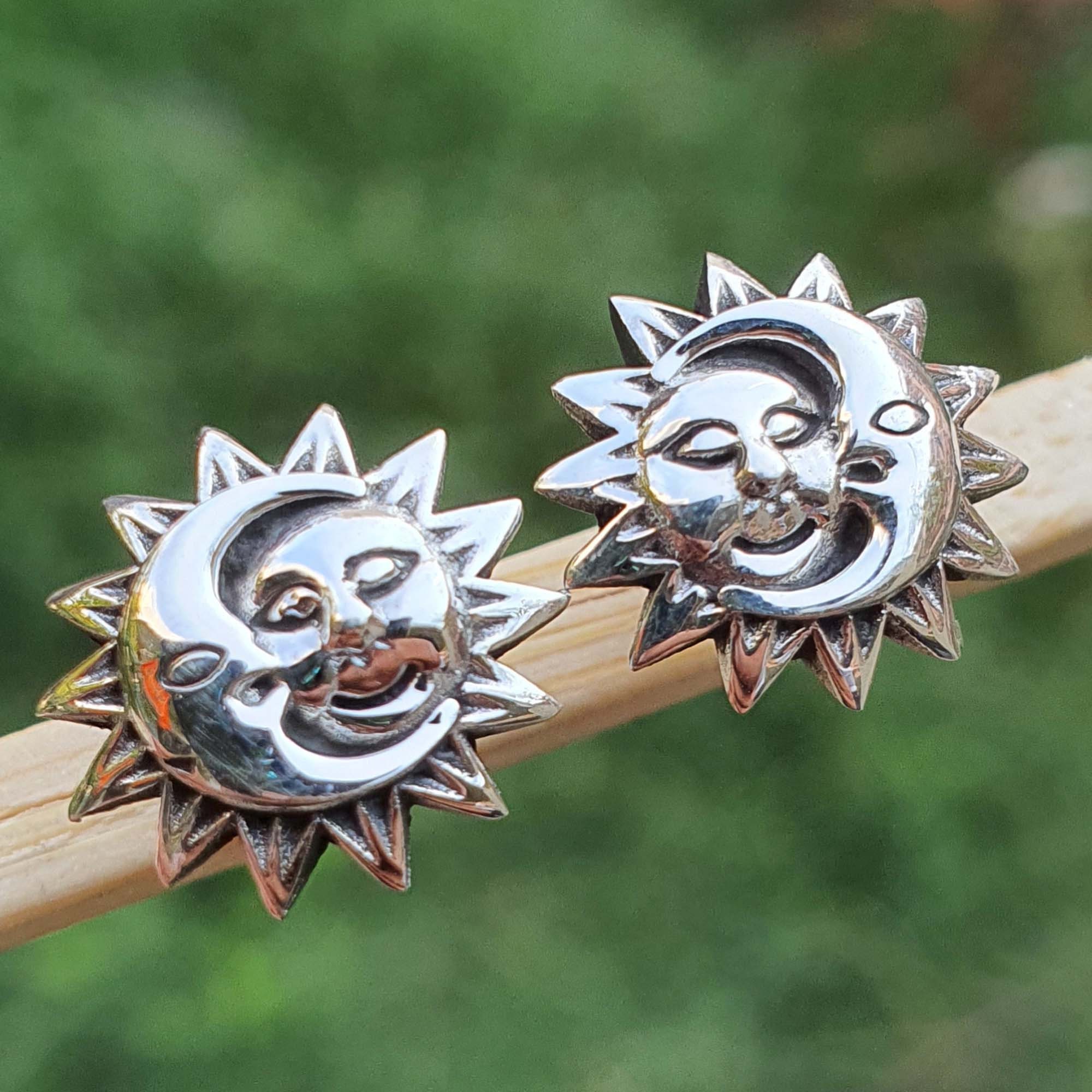 Sun and Moon Stud Earrings for Men Vintage Jewelry Sun - Etsy