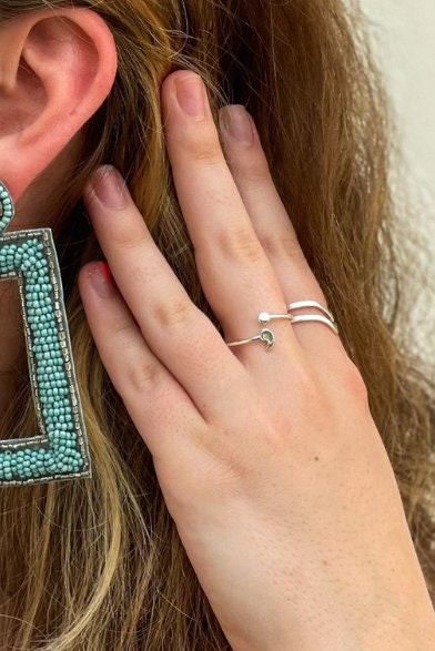 Semi Colon Ring Adjustable Ring Sterling Silver Ring Semicolon Ring ...