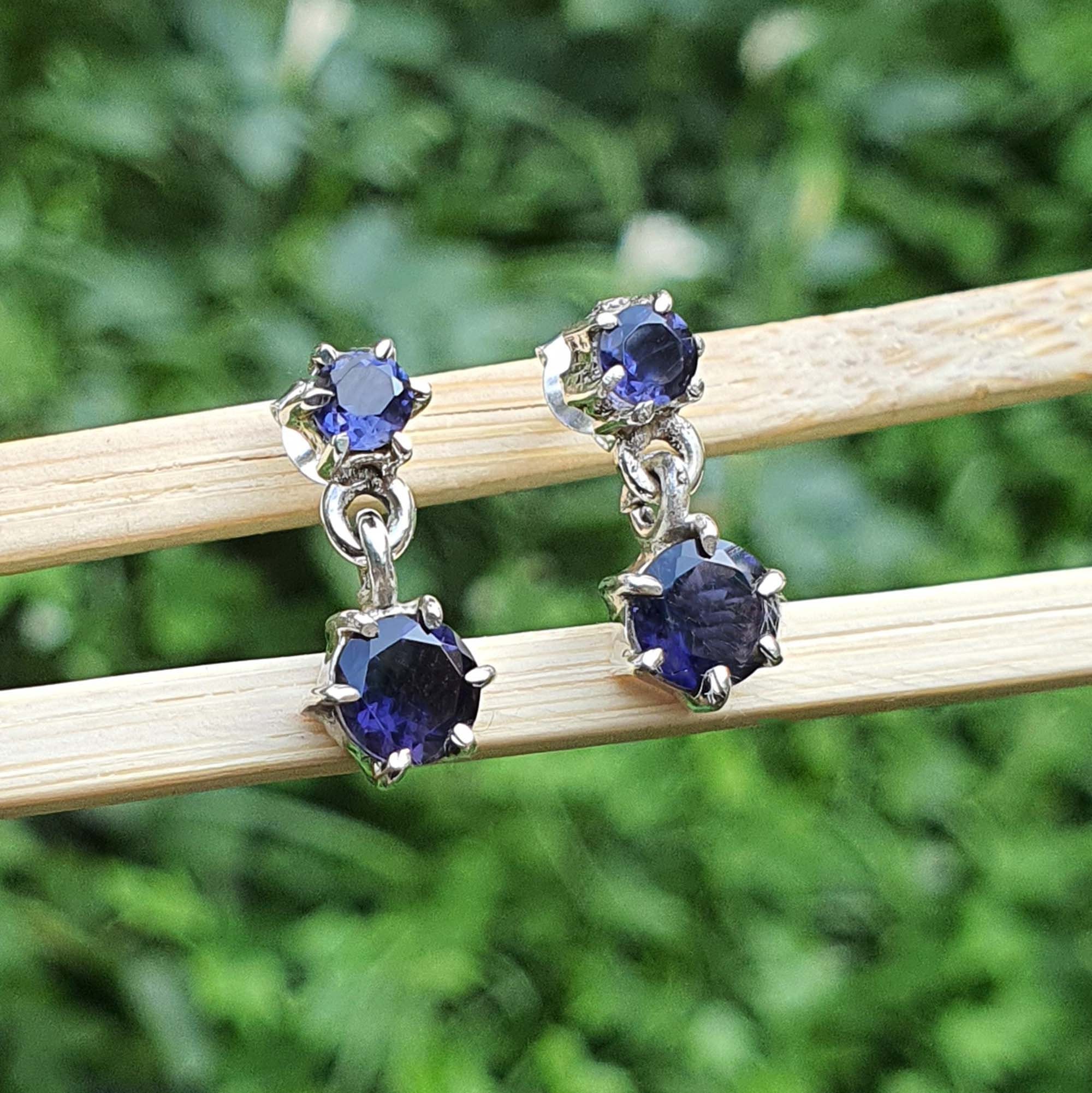 Iolite Dangle Drop Earrings for Women * Handmade Gift * Iolite Earrings ...