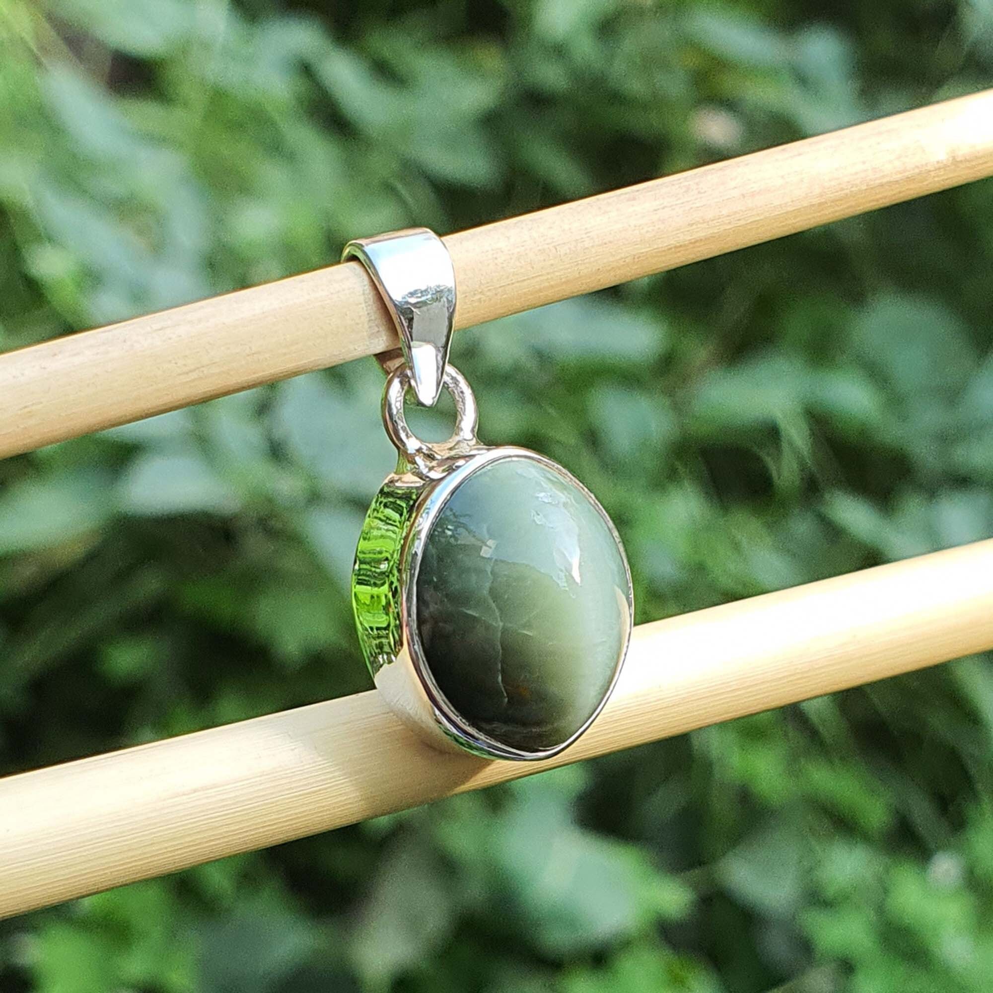 Green Cat's Eye Pendant for Men * Chrysoberyl Pendant * Evil Eye ...