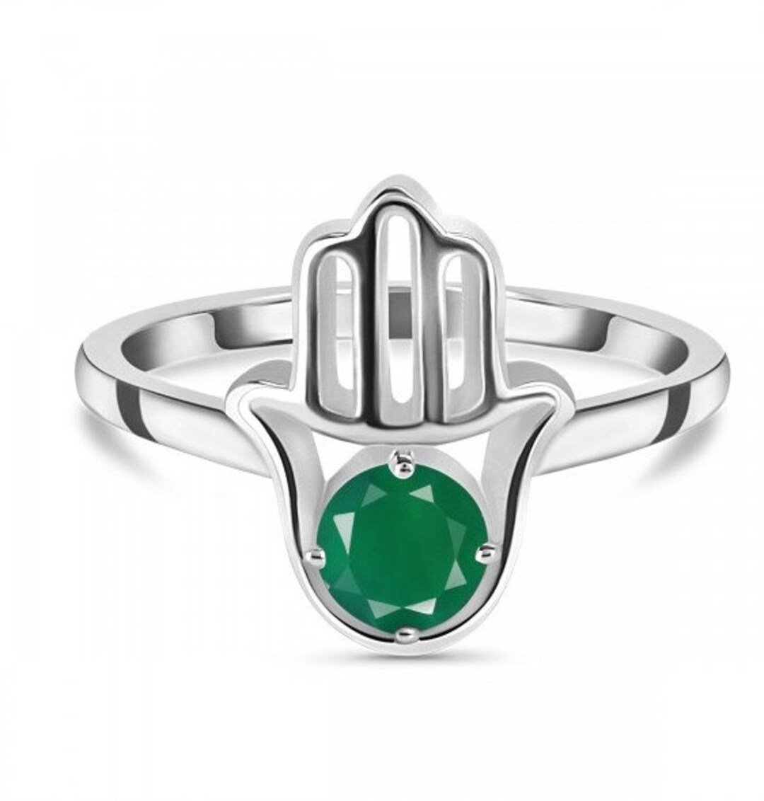 Green Onyx Hamsa Ring Hand of Fatima Fatima Hand Ring - Etsy