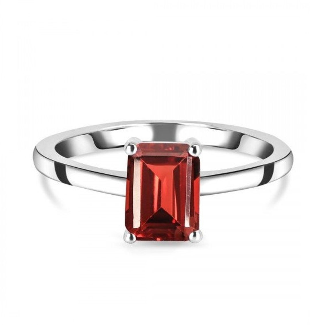 Emerald Garnet Ring 925 Sterling Silver Ring Emerald Cut - Etsy