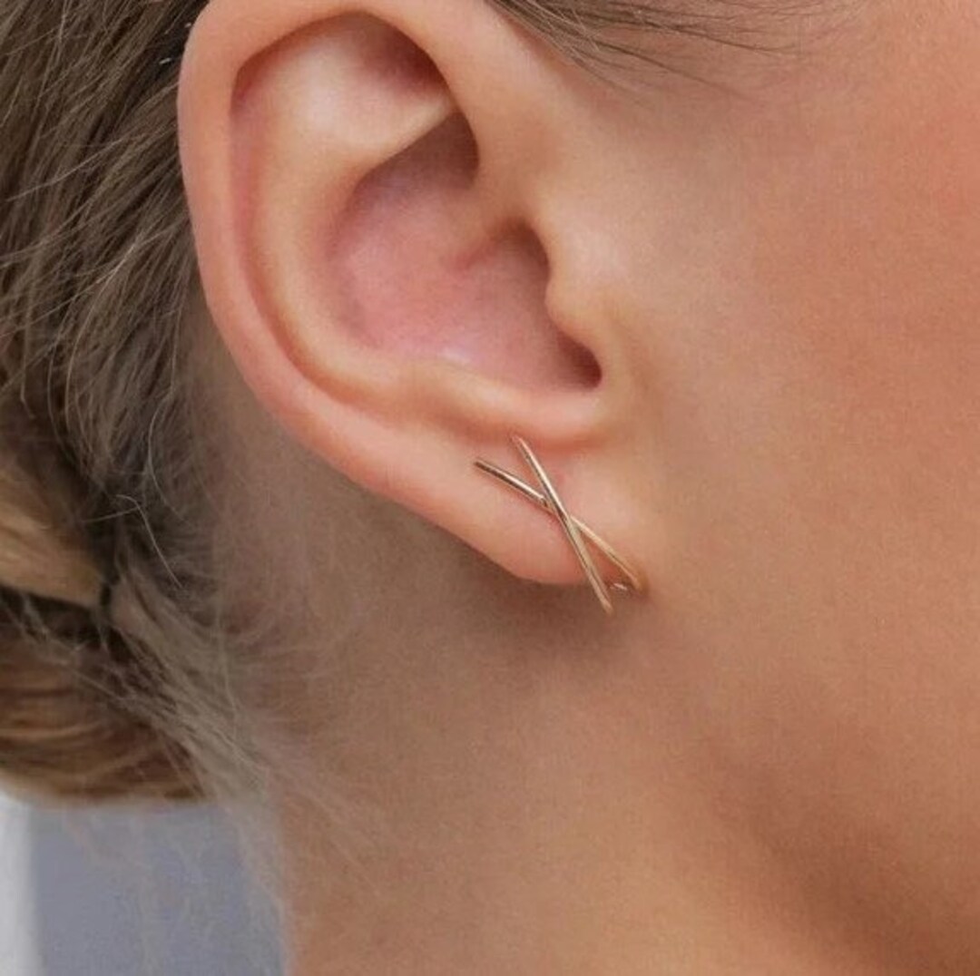 Criss Cross Earrings Dainty Cross Earrings Sterling Silver Cross Studs ...