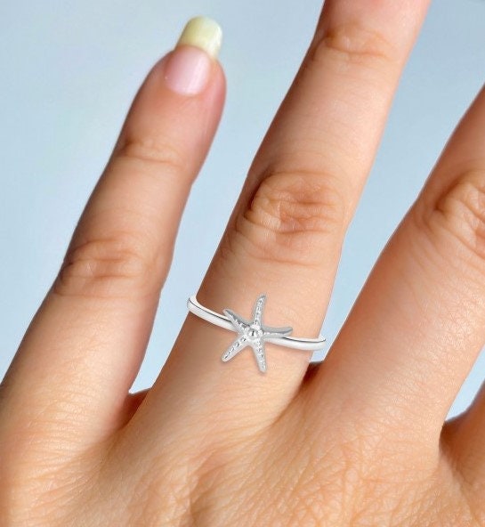 Starfish Star Fish Ring Ocean Life Sterling Silver Starfish - Etsy