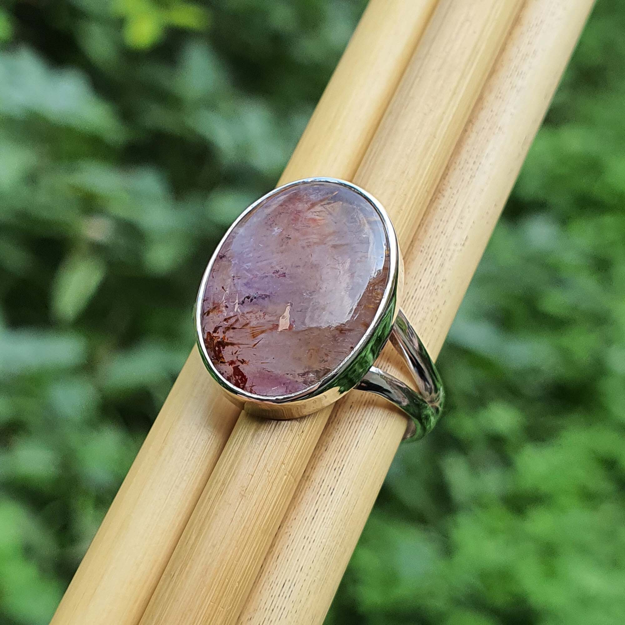 Super Seven Ring Sterling Silver * Cacoxenite Crystal * Oval Stone ...