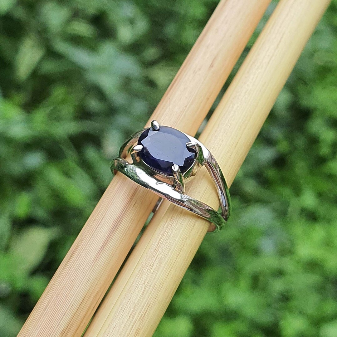 Natural Iolite Ring for Women, 925 Sterling Silver, Blue Iolite Jewelry ...