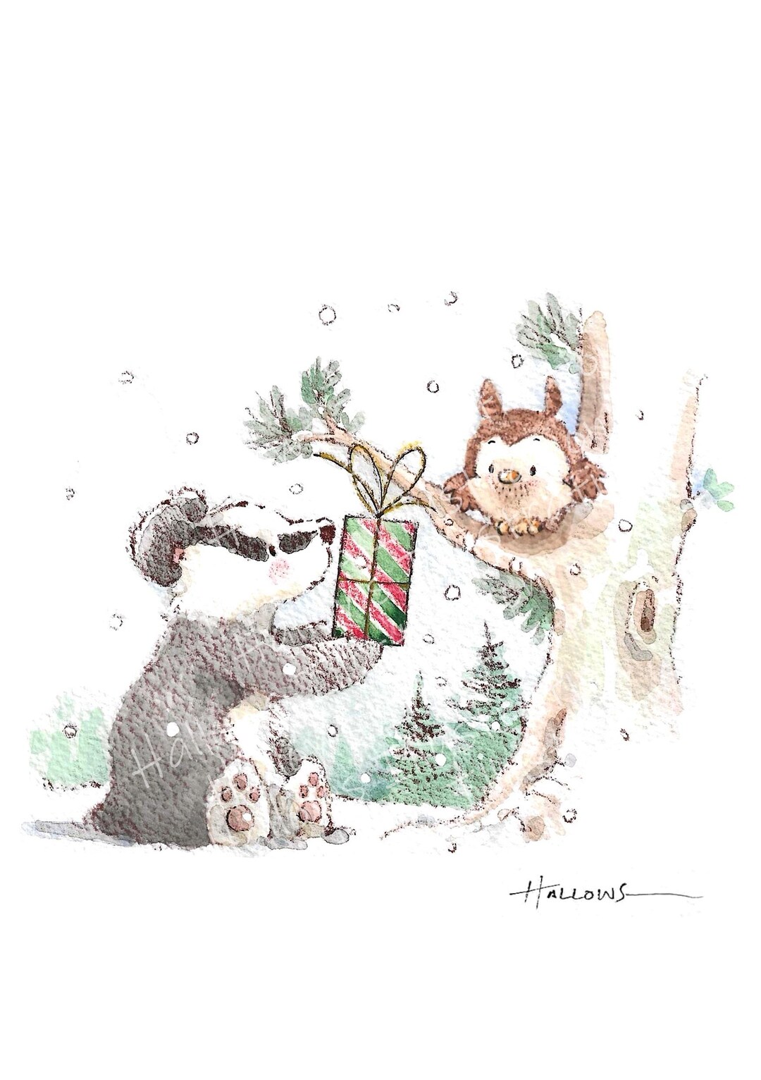 The Badger & the Owl Digital Copy - Watercolor Illustration by Ian ...