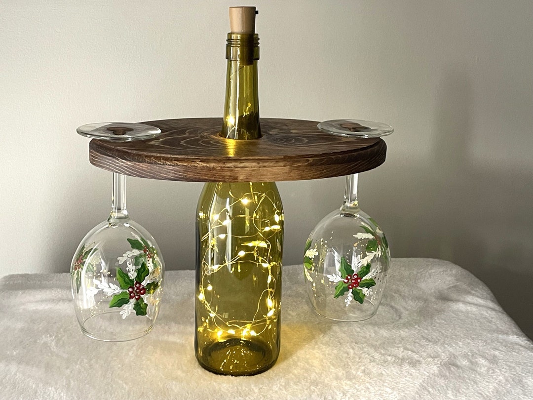 Wine Glass Caddy Hand Painted, Wood, Wine Glass Holder, Many Choices ...