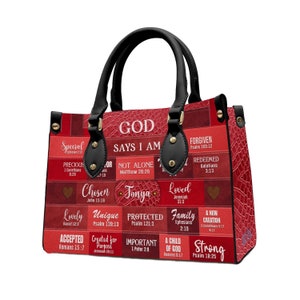 Inspirational Scripture Leather Handbag - Personalized Christian Tote ...