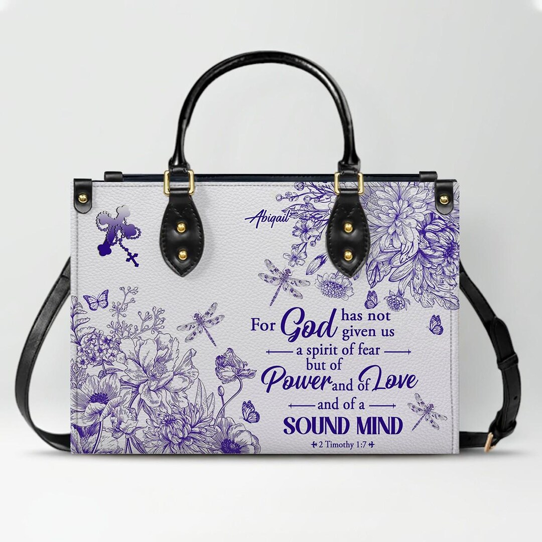 Personalized Christian Leather Handbag Purple – Custom Name, Color ...