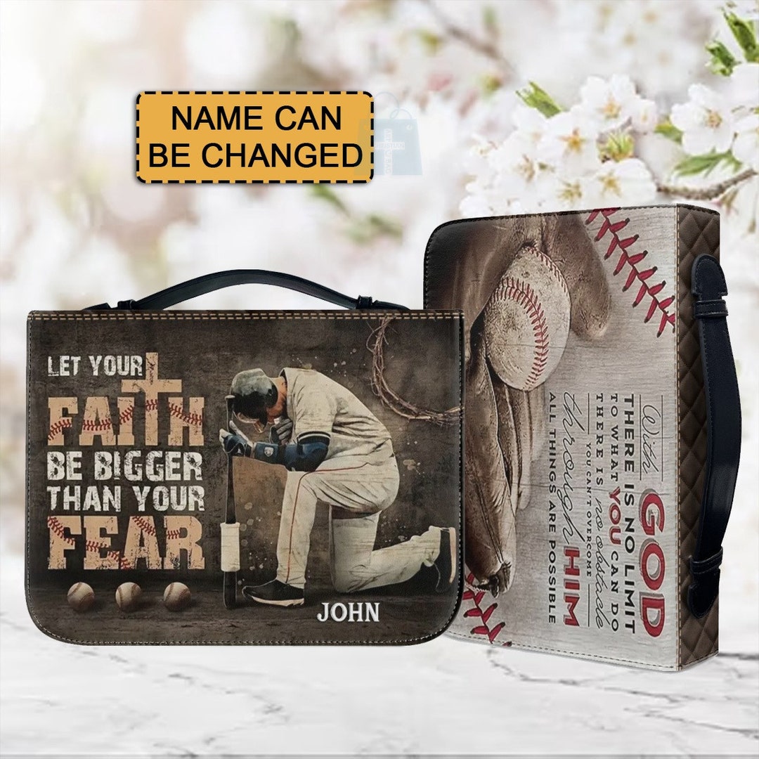 Personalized Baseball Bible Cover: Faith Over Fear, Christian Gift - Etsy