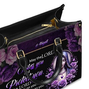 Custom Engraved Leather Handbag Black - Elegance & Faith Combined ...