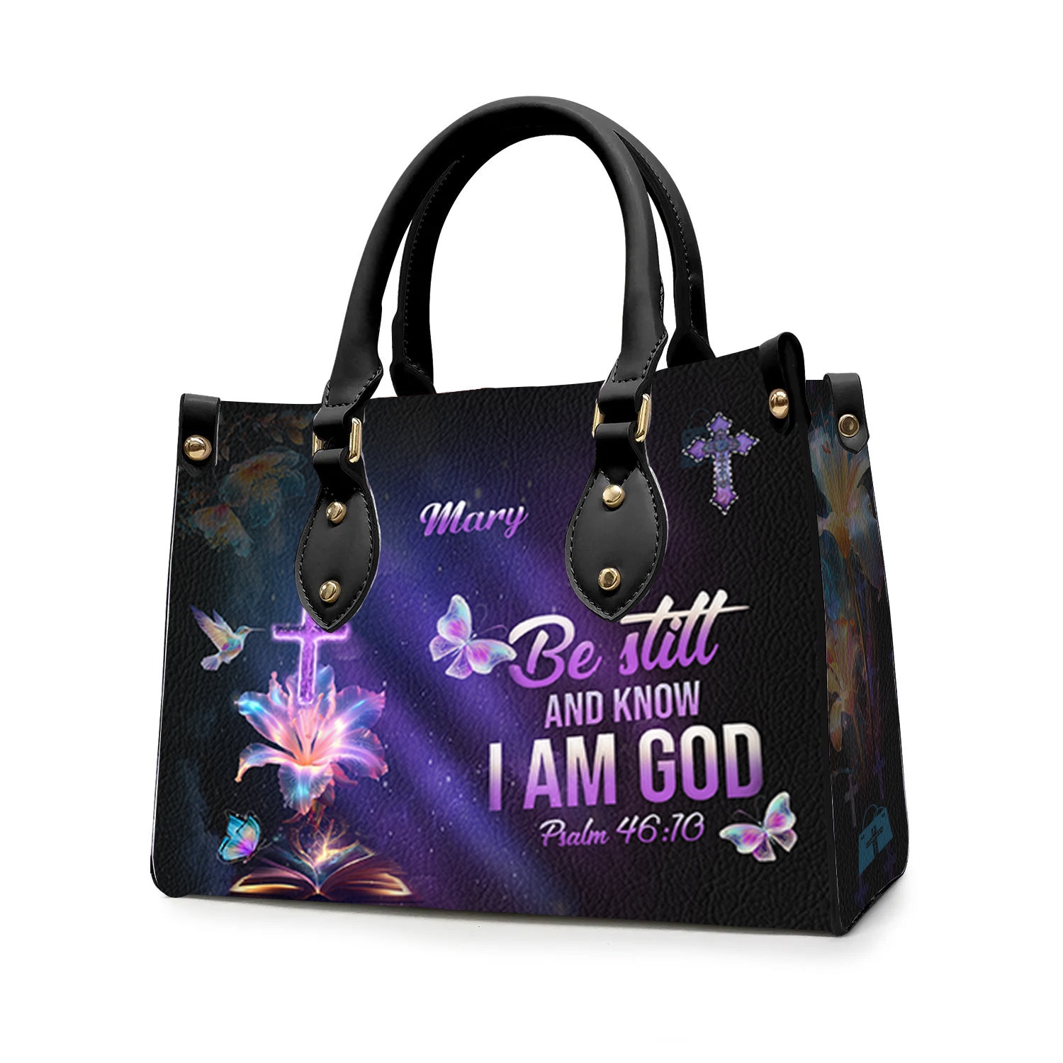 Christianartbag Handbags, Blessed is She Leather Handbag Purple ...