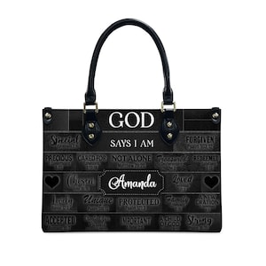 Personalized Faith Leather Tote Bag - Custom Name Christian Handbag - Etsy